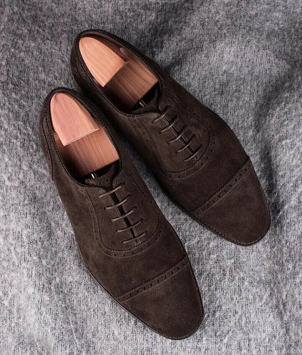 Handmade Men Brown Suede Shoes, Dress Formal Leather Shoes For Men on ...
